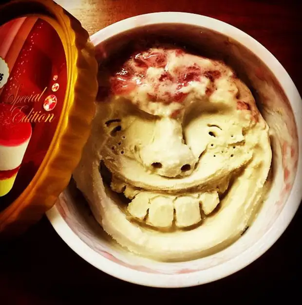 Artista japonés crea caras a partir de cara de helado, helado