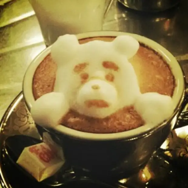 When cats are watching you from a cup of latte food, cats