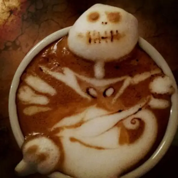 When cats are watching you from a cup of latte food, cats