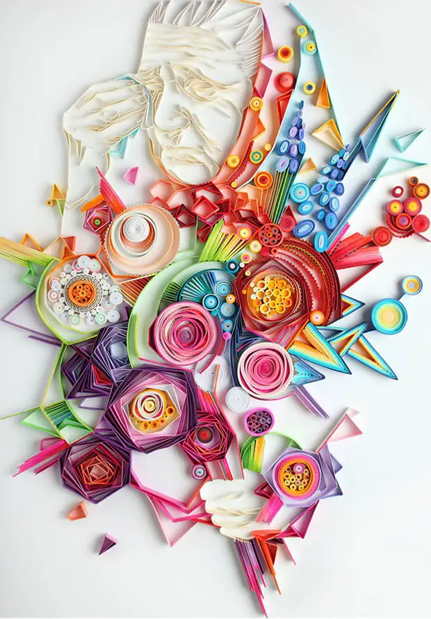 Meistaraverk í quilling -stíl rússnesku konunnar Yulia Brodskaya