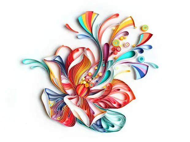 Meistaraverk í quilling -stíl rússnesku konunnar Yulia Brodskaya