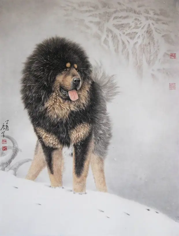 Animals in Gohua paintings by artist Tang Jiang animals as living, guohua paintings