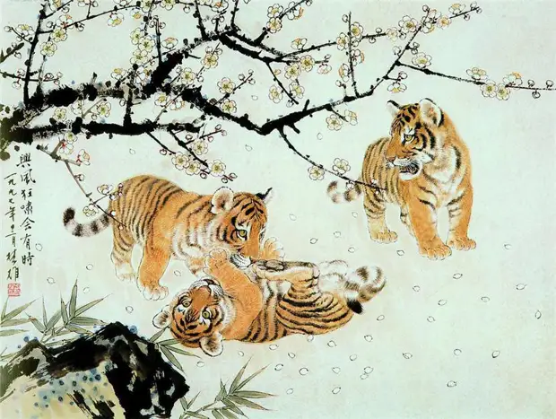 Animals in Gohua paintings by artist Tang Jiang animals as living, guohua paintings