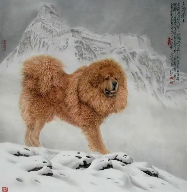 Animals in Gohua paintings by artist Tang Jiang animals as living, guohua paintings