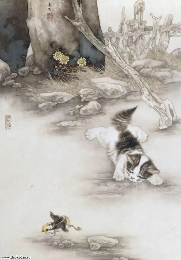 Animals in Gohua paintings by artist Tang Jiang animals as living, guohua paintings