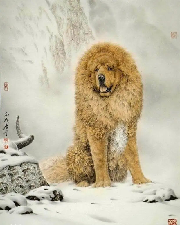 Animais en pinturas Gohua de Tang Jiang