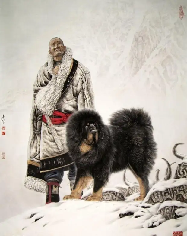 Animals in Gohua paintings by artist Tang Jiang animals as living, guohua paintings