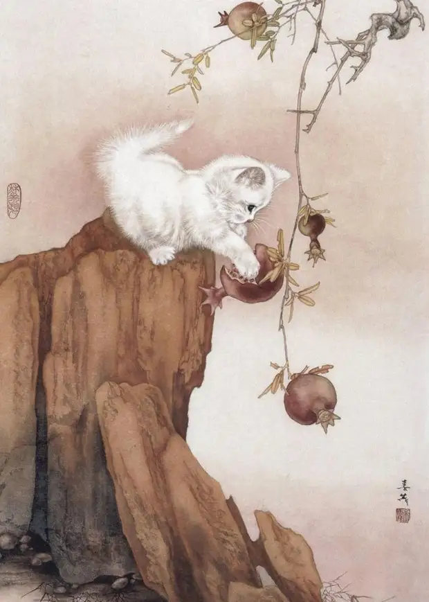 Animais en pinturas Gohua de Tang Jiang