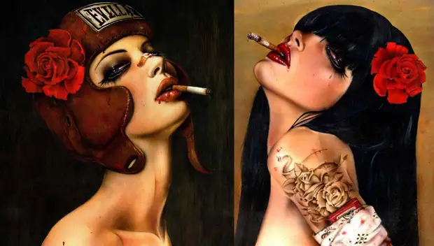 Inspiration in smoking women paintings, smoking, creativity