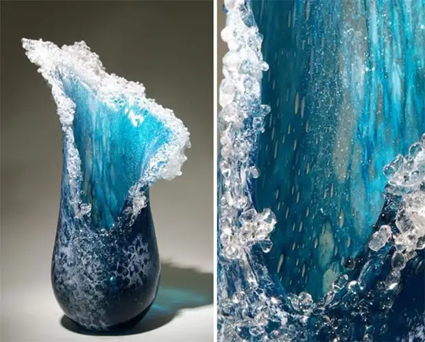 Vases majestueux ressemblant à des vagues de l'océan, sculpture