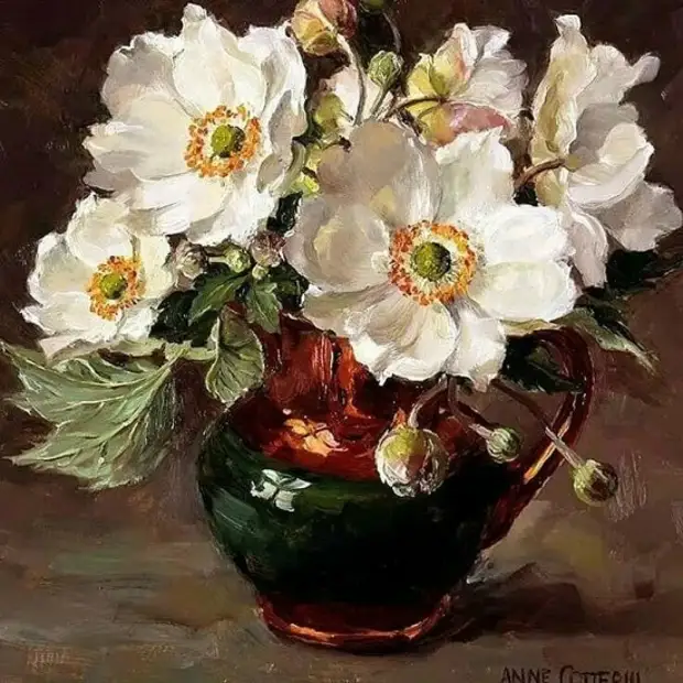 Artista Anne Cotterill (1933 - 2010). El mundo mágico de las flores frescas.