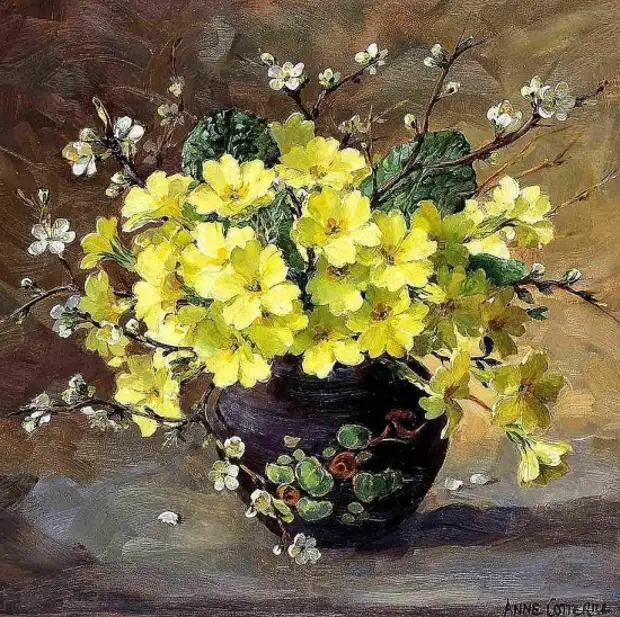 Artista Anne Cotterill (1933 - 2010). O máxico mundo das flores frescas