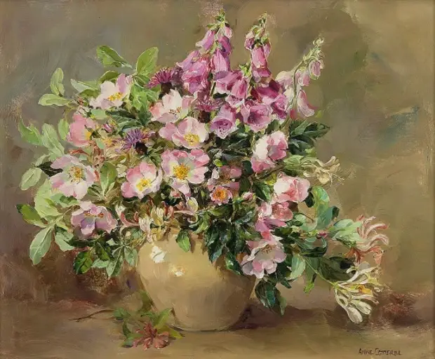 Artista Anne Cotterill (1933 - 2010). El mundo mágico de las flores frescas.