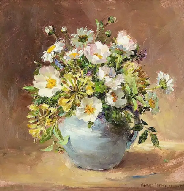 Anne Cotterill művész (1933 - 2010). A friss virágok varázslatos világa