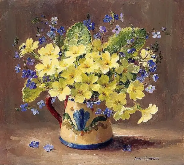 Artista Anne Cotterill (1933 - 2010). El mundo mágico de las flores frescas.