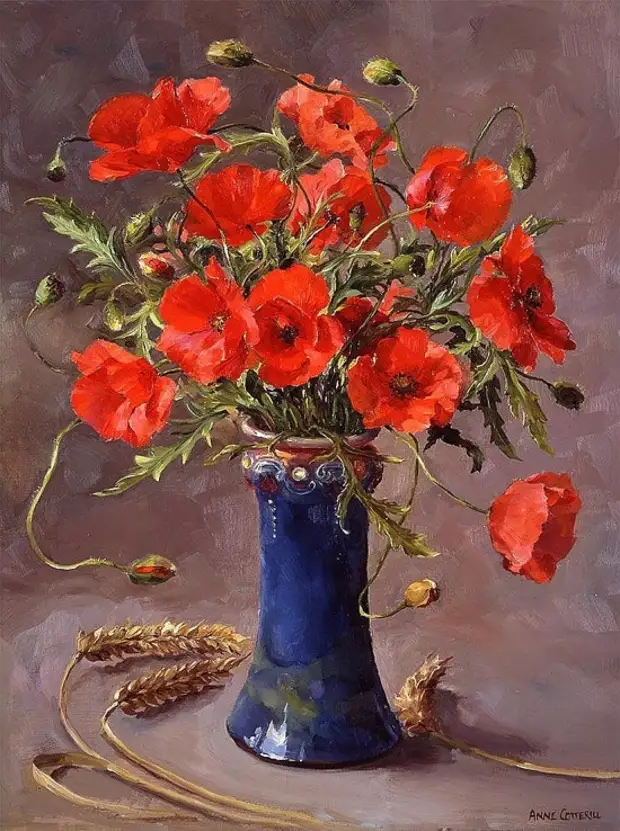 Artista Anne Cotterill (1933 - 2010). O máxico mundo das flores frescas