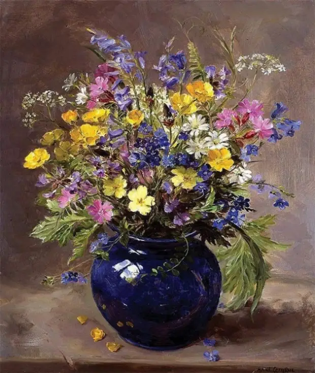 Artista Anne Cotterill (1933 - 2010). El mundo mágico de las flores frescas.