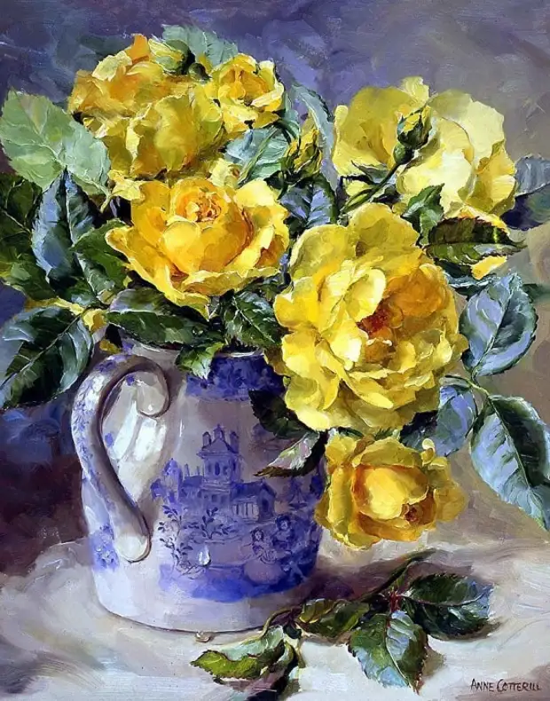 Anne Cotterill művész (1933 - 2010). A friss virágok varázslatos világa