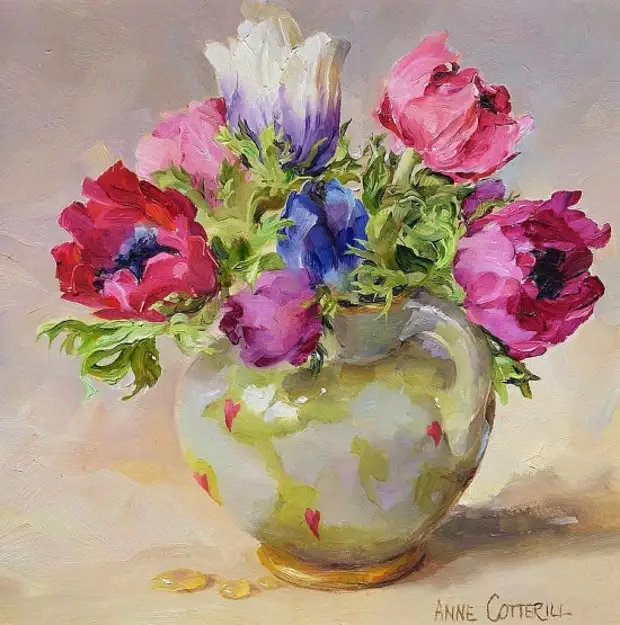 Artista Anne Cotterill (1933 - 2010). O máxico mundo das flores frescas