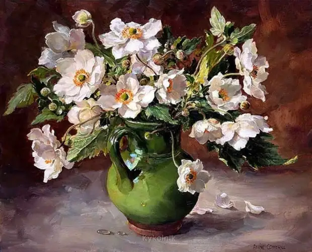 Artista Anne Cotterill (1933 - 2010). El mundo mágico de las flores frescas.