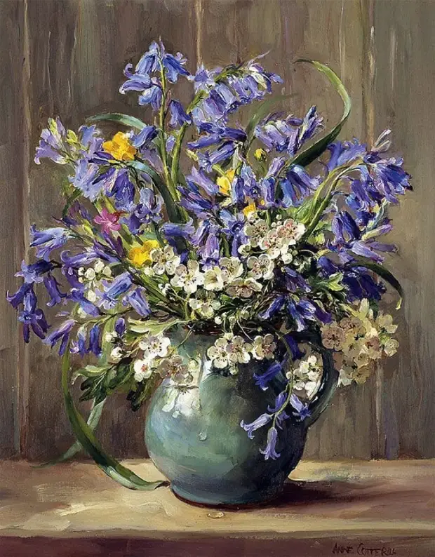 Artista Anne Cotterill (1933 - 2010). El mundo mágico de las flores frescas.