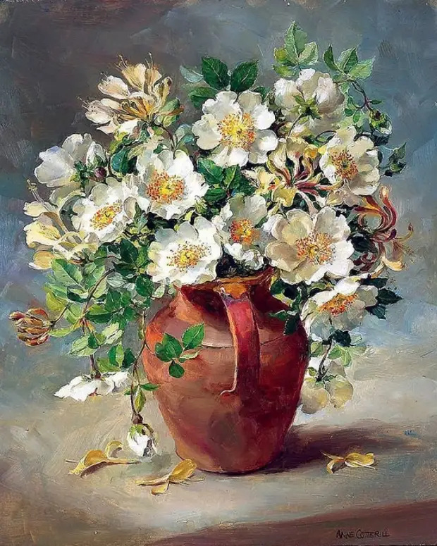 Artista Anne Cotterill (1933 - 2010). O máxico mundo das flores frescas