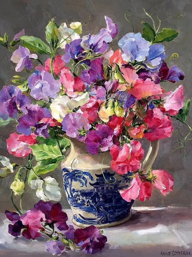 Umetnica Anne Cotterill (1933 - 2010). Čarobni svet svežega cvetja