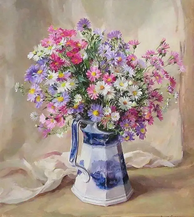 Anne Cotterill művész (1933 - 2010). A friss virágok varázslatos világa