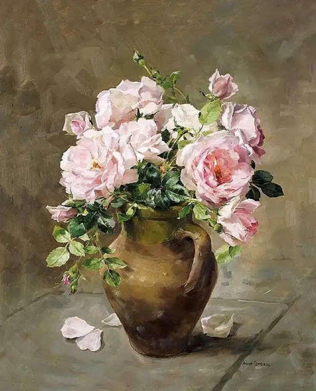 Artista Anne Cotterill (1933 - 2010). O máxico mundo das flores frescas