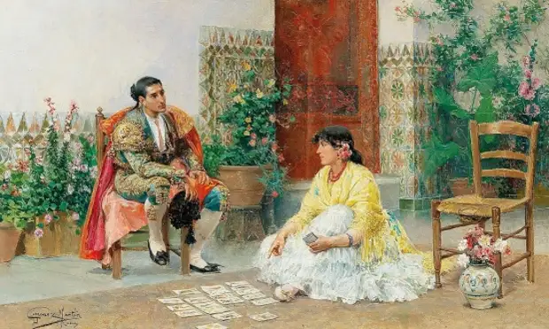 Artista Juan Gimenez y Martin (1855-1901). Serenata per una bella signora