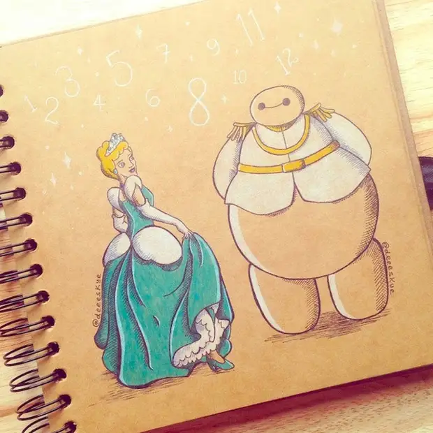 Cinderella sy Prince Baymax. Baymax, sary, robot