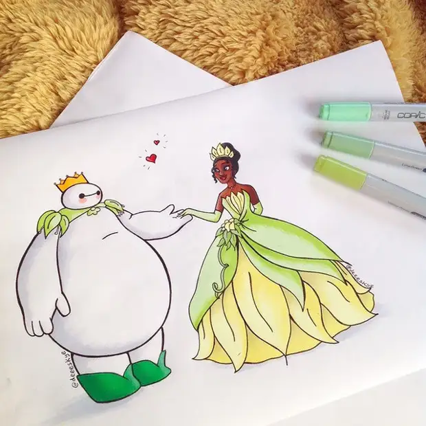 De Prënz Baymax an d'Prinzessin Tiana. Baymax, Biller, Roboter