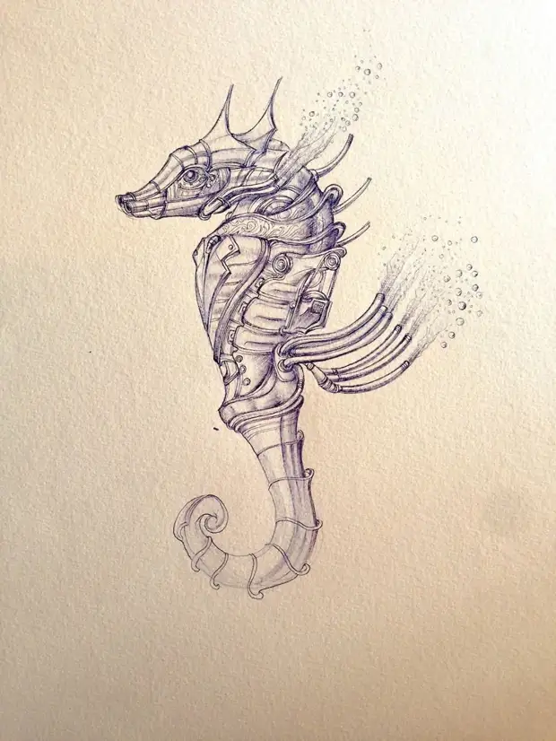 Líníocht seahorse scaird, steampunk