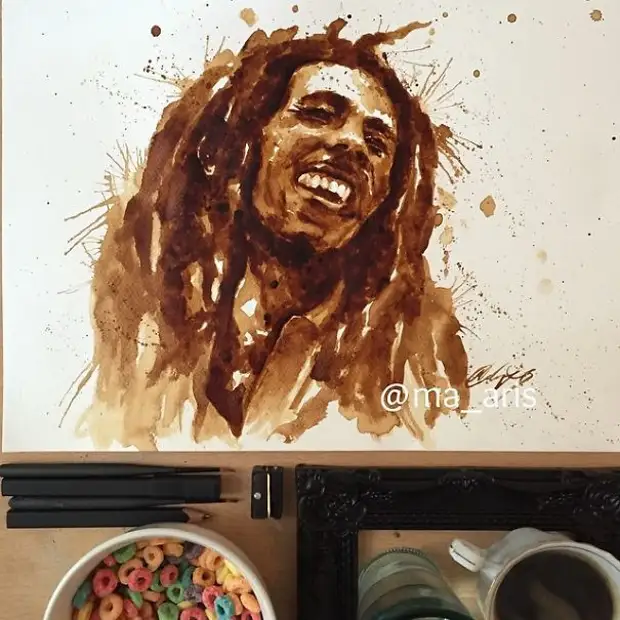 Bob Marley kohv, joonistused