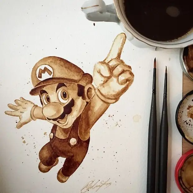 Kopi Mario, menggambar