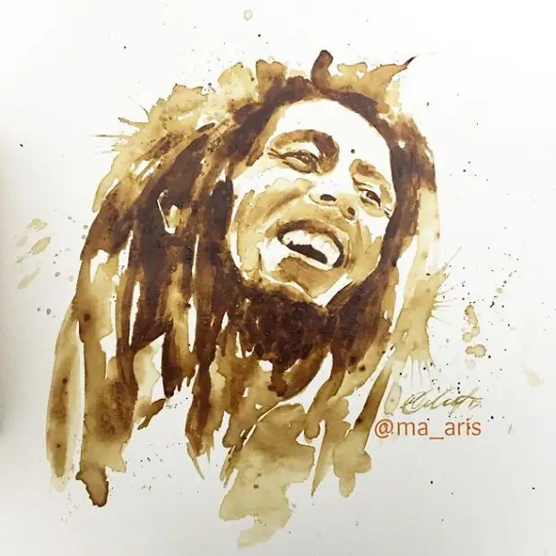 Bob Marley coffee, drawings