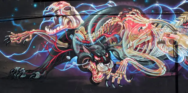 Street Art vum Nychos Nychos, Graffiti