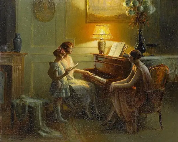 Ang Artist nga si Delphin Enjolras (1857 - 1945). Kini usa ka matahum nga gabii sa ting-init