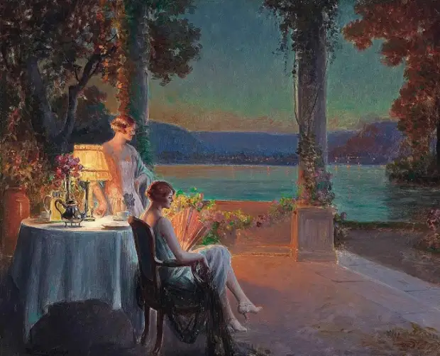 Ang Artist nga si Delphin Enjolras (1857 - 1945). Kini usa ka matahum nga gabii sa ting-init