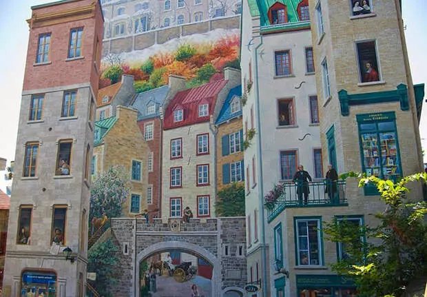 Street art avec illusion d'optique au Québec