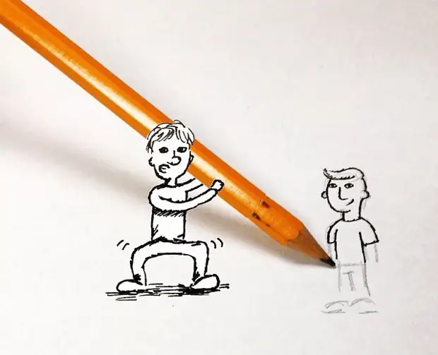 Il giovane artista dà vita ai suoi disegni con l'aiuto di oggetti ordinari interessanti, disegni