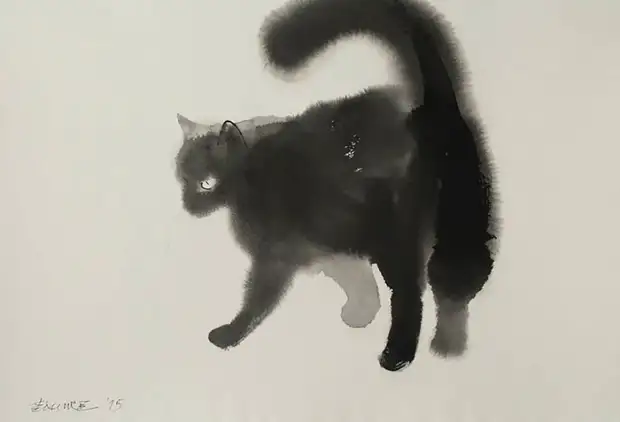 Gatos aquarela pintura em aquarela, gato