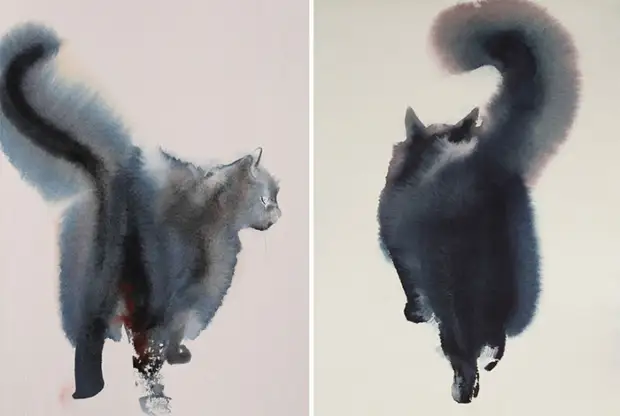 Gatos aquarela pintura em aquarela, gato