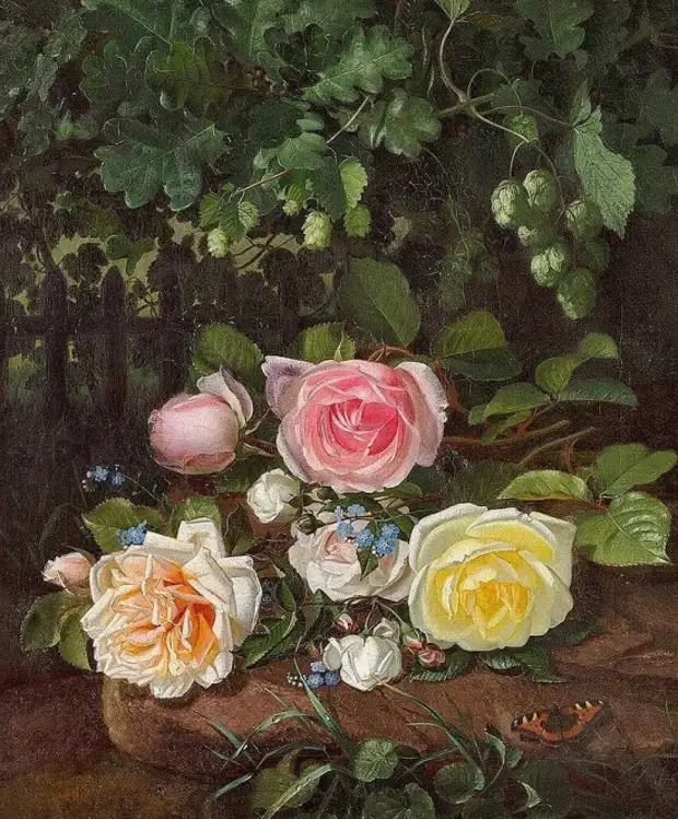 Artista Otto Diderich Ottesen (1816-1892). Retratos líricos de flores