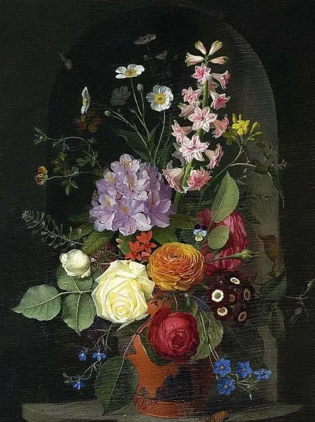 Artista Otto Diderich Ottesen (1816-1892). Retratos líricos de flores