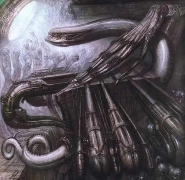 Giger Hans Rudolph. Schwäizer Kënschtler Giger, laange Post, Foto, Kënschtler, Alien