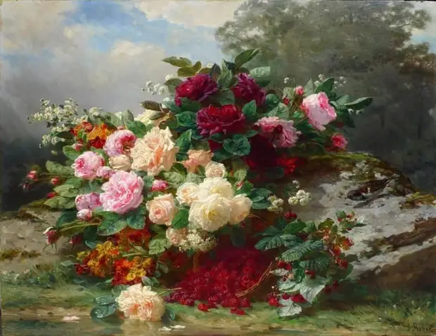 Rosas na pintura. Beleza hipnotizante