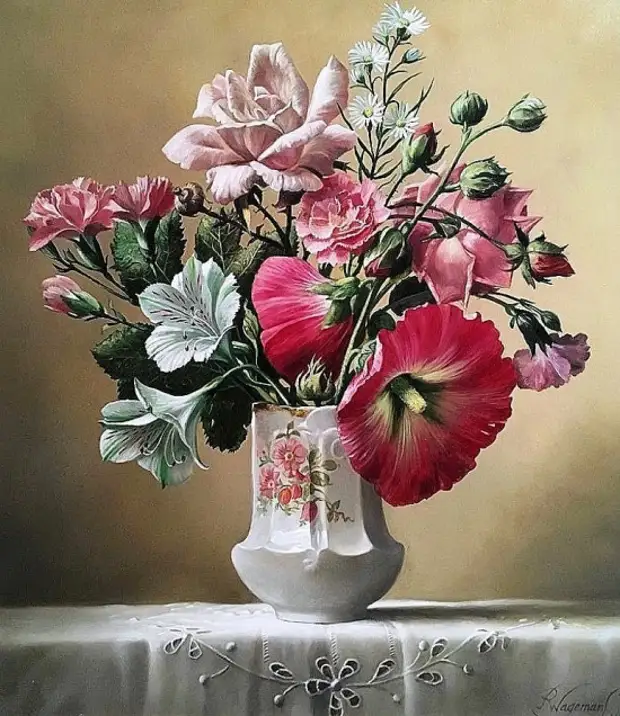 Artist Pieter Wagemans. Roses na -amasị m