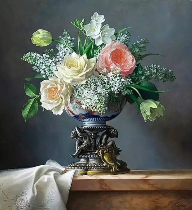 Artist Pieter Wagemans. Roses na -amasị m