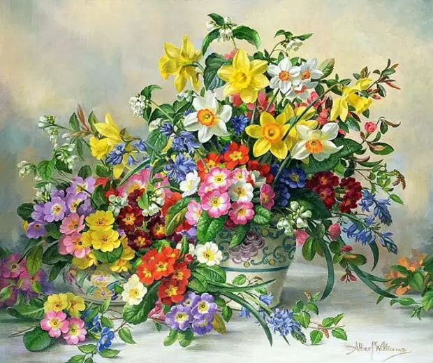 Artista Albert Williams (1922 - 2010). Las flores florecen para quien las ve